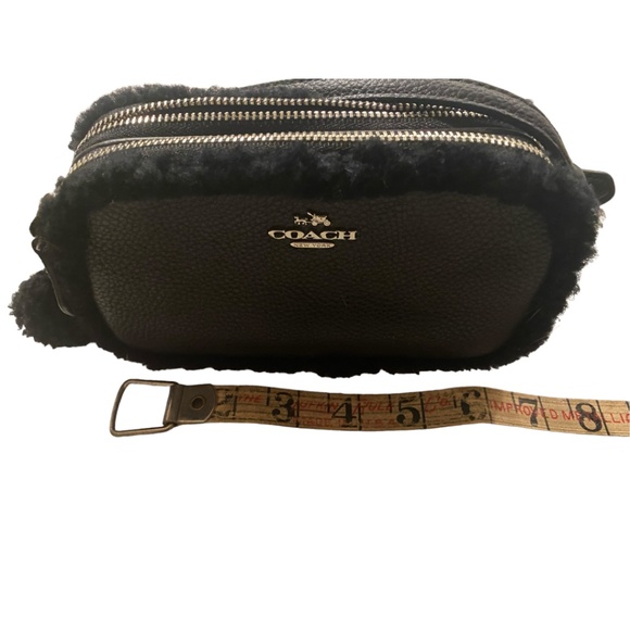 Coach | Bags | Coach Shearling Leather Crossbody Mini Pouch Bag Black ...